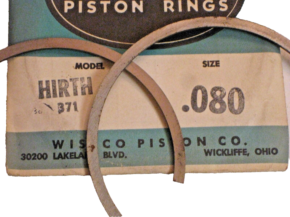 HIRTH MOTOR 160R 371 ENGINE WISECO PISTON RINGS .080 OVERSIZE 3248C NOS ...