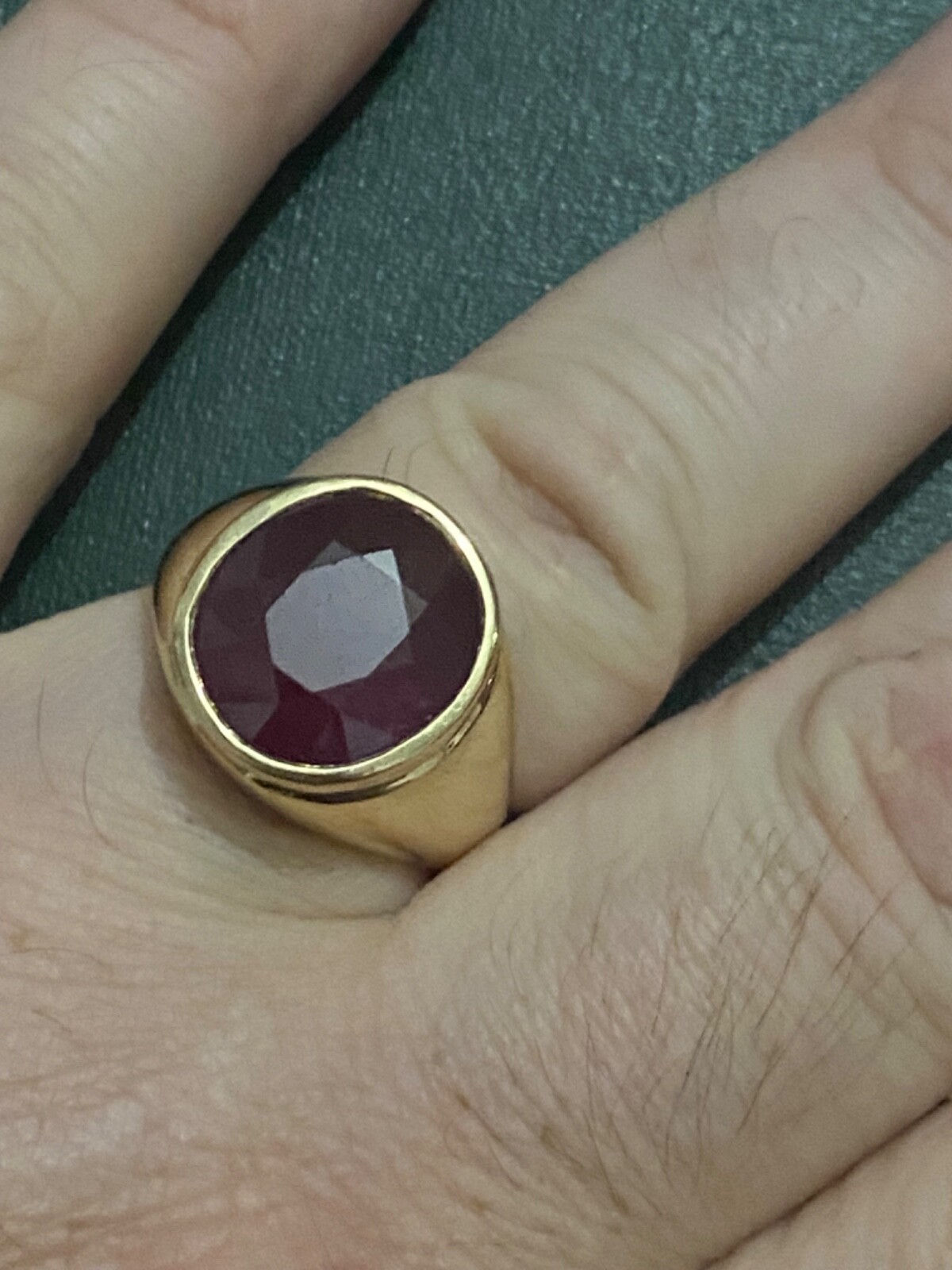 mens solid gold ruby ring - Gem