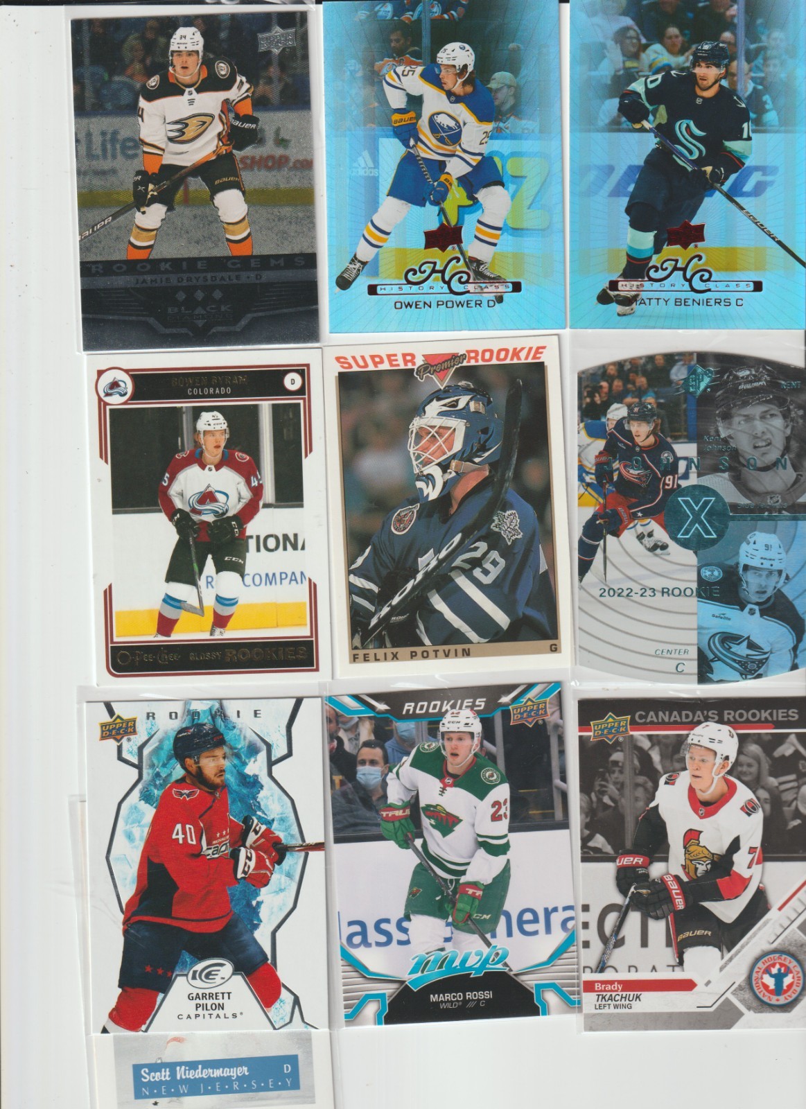 NHL 10 ROOKIES,MATTY BENIERS-OWEN POWER-JAMIE DRYSDALE-BOWEN BYRAM ...