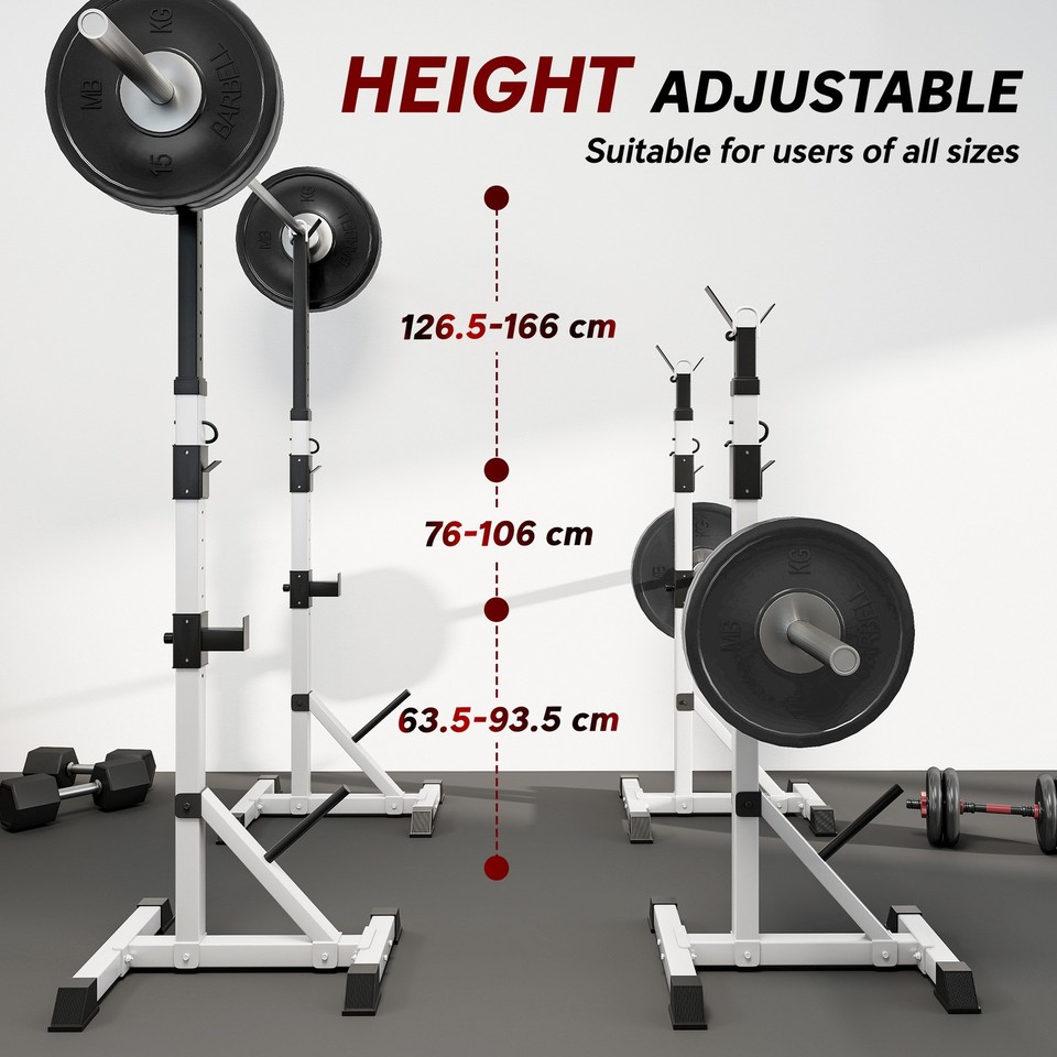 Adjustable Pair of Barbell Squat Racks Portable Stand Weight Lifting ...