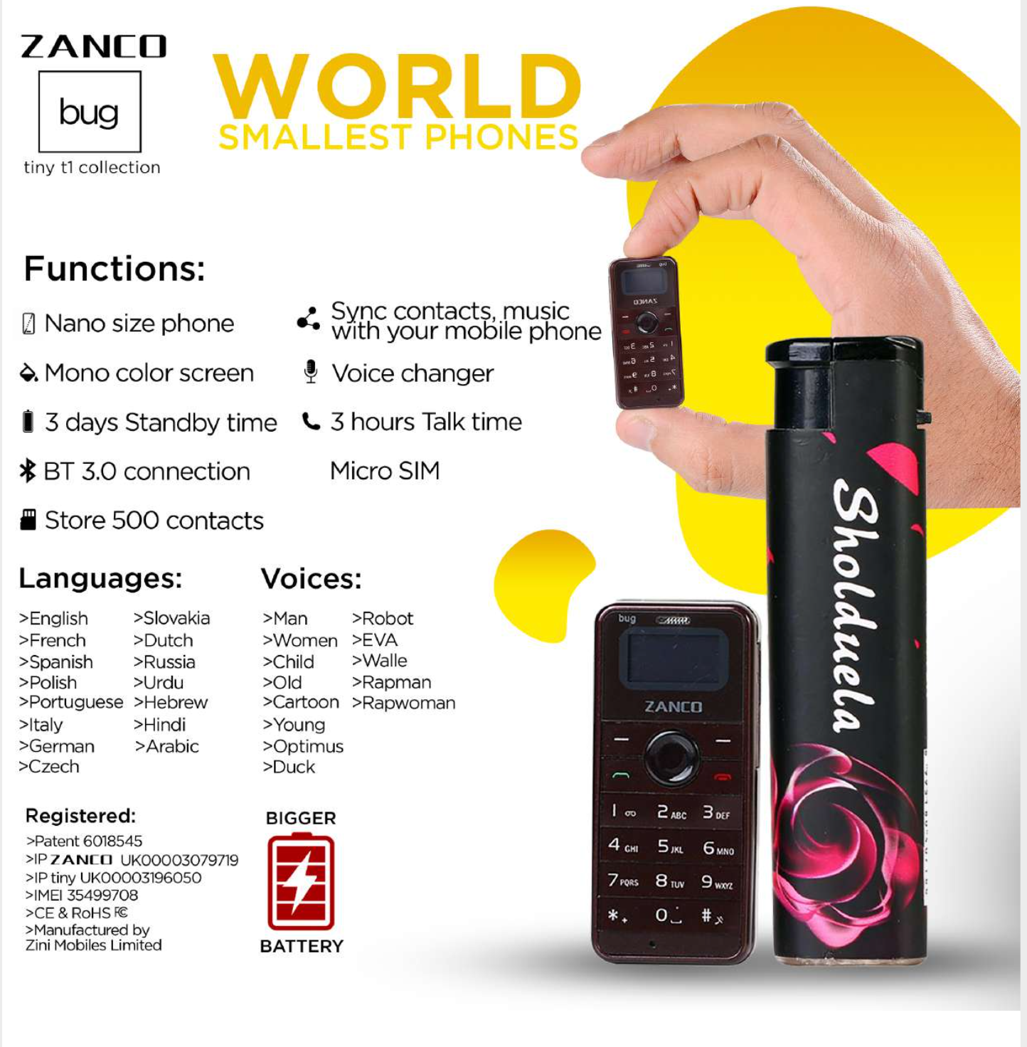 Zanco Tiny T1 Smallest Mobile Cellphone - Black for sale online | eBay