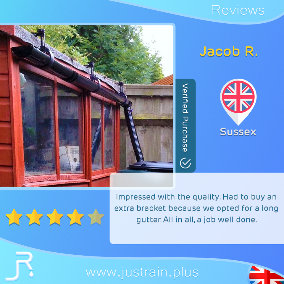 Shed Mini Guttering Gutter Kit with Bracket Clamps & Flexi Downpipe 4FT ...