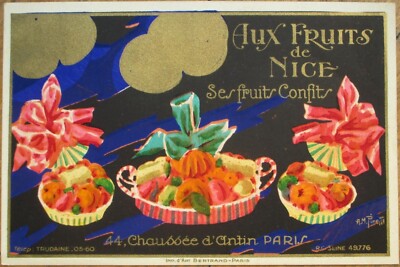 Art Deco 1920 French Advertising Postcard, Fruits de Nice, Pinetti ...