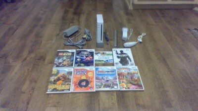 NINTENDO WII SYSTEM COMPLETE TESTED WORKING w/ 8 GMS WII SPORTS & MORE ...