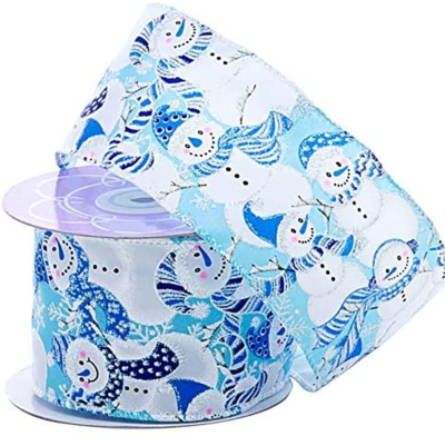 Holiday Wired Winter Decoration Ribbon - 2 1/2" x 10 Yards, Shiny Blue ...