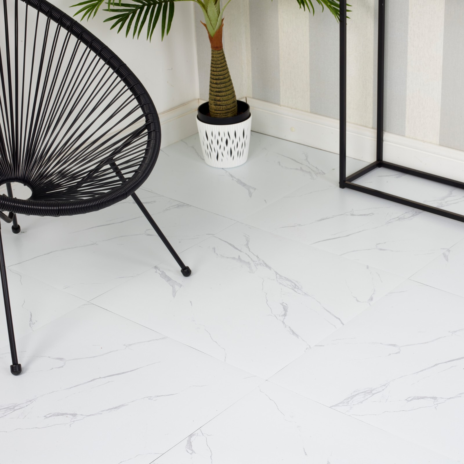 60cm Square Marble Effect Vinyl Floor Tiles Self Adhesive Flooring ...