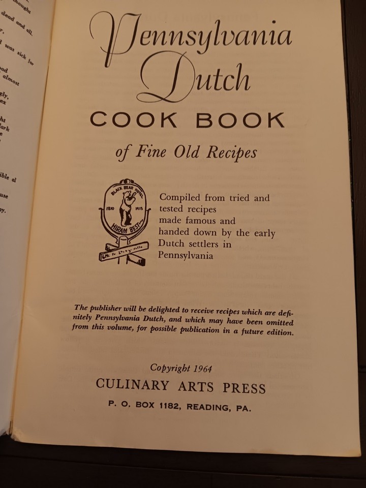 Pennsylvania Dutch Recipe Book 1964 Culinary Arts , 250+ Fine old ...