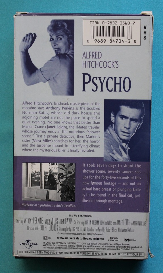 Psycho-1999 (1960) Alfred Hitchcock Horror VHS Tape Anthony Perkins ...