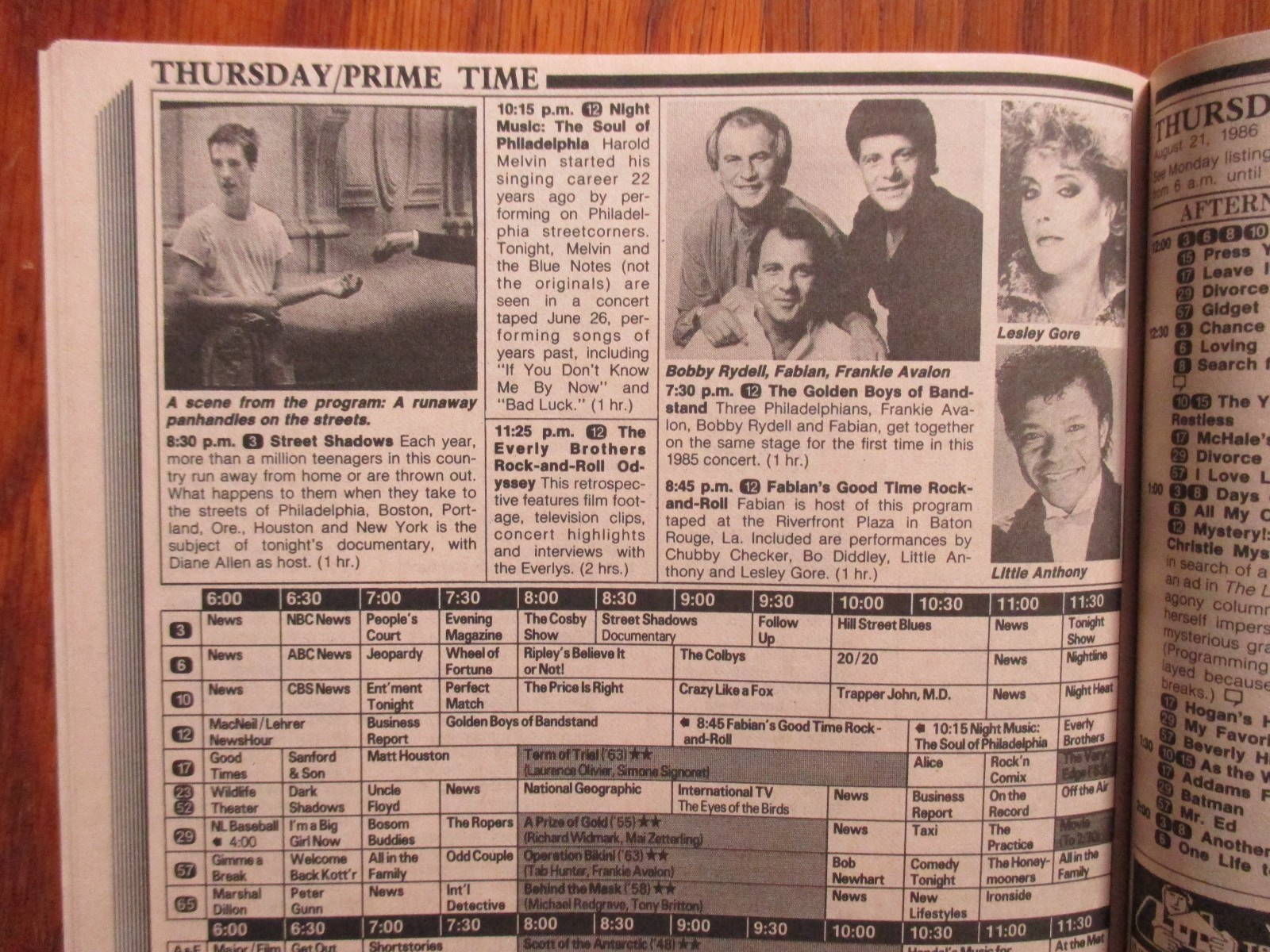 1986 Philadelphia Inquirer TV Week(HAROLD MELVIN/THE BLUE NOTES/RACHEL ...