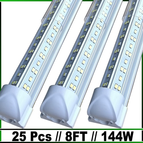25Pack 8FT LED Shop Light T8 Linkable Ceiling Fixture 144w Daylight 6500K Clear | eBay