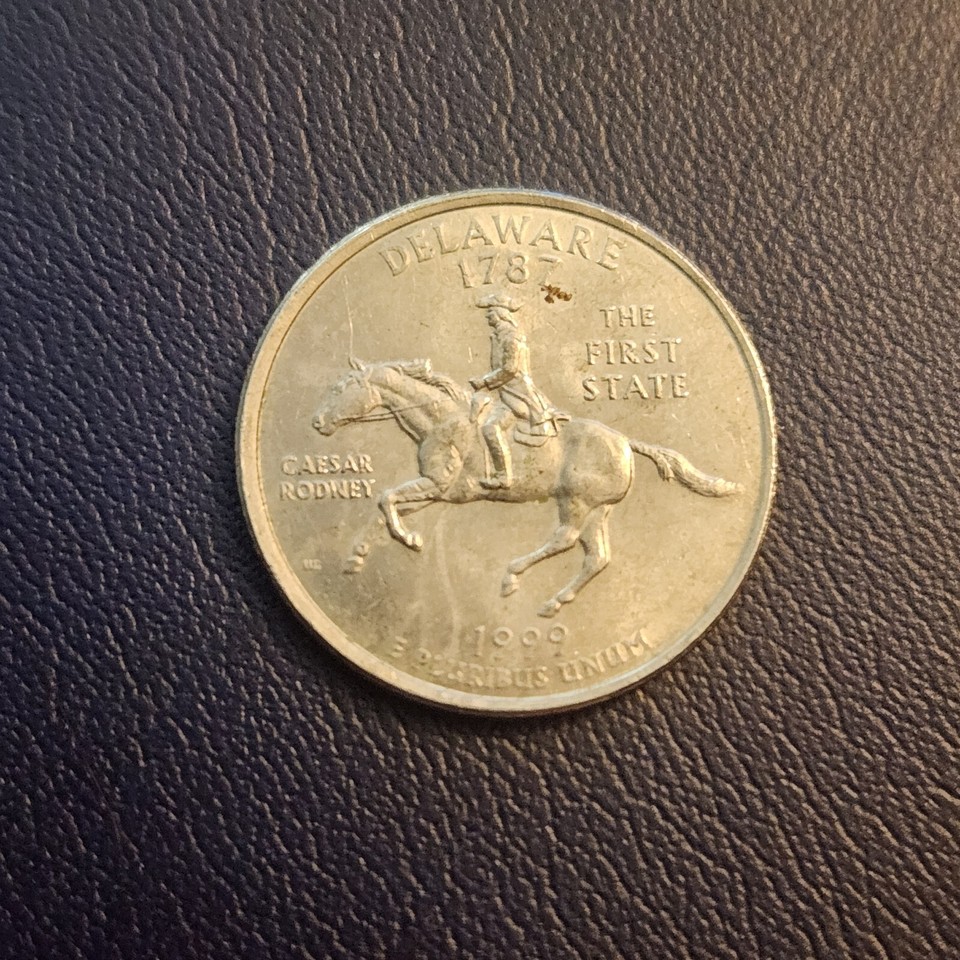 RARE 1787 1999 D Delaware *FIRST STATE QUARTER DOLLAR* Coin W/ Caesar ...