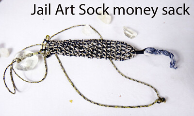 JAIL PRISON art crochet money necklace sock recycled hand woven crystal ...