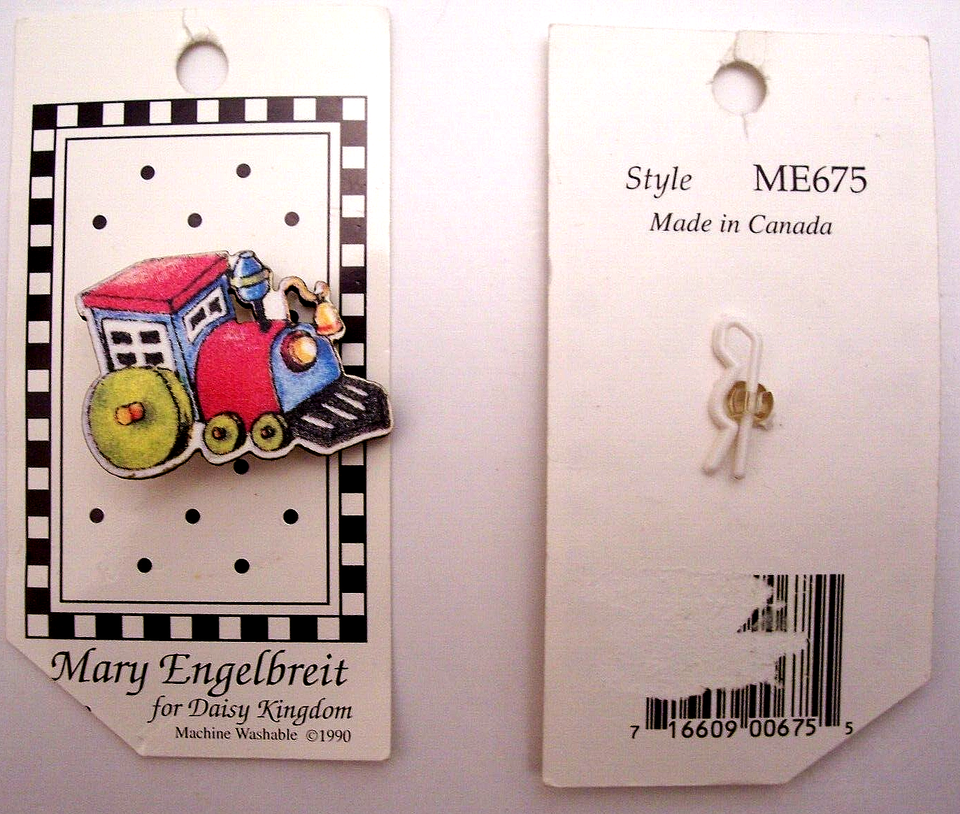 NEW VINTAGE LOT OF 2 MARY ENGELBREIT TRAIN & KITTY CAT SHANK WOOD ...