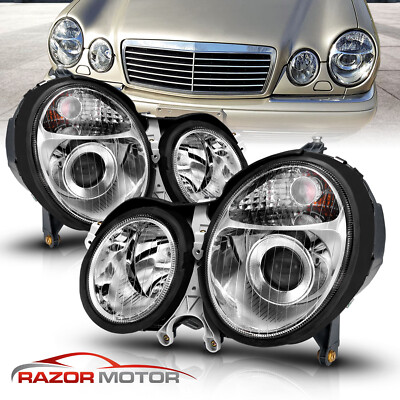 2000-2002 Chrome Headlights For Mercedes Benz W210 E Class E320 E430 E55 AMG Chrome Headlight ...