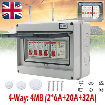 4 Way Consumer Unit fuse box 4 MCB Circuit Breakers Isolator Shed ...