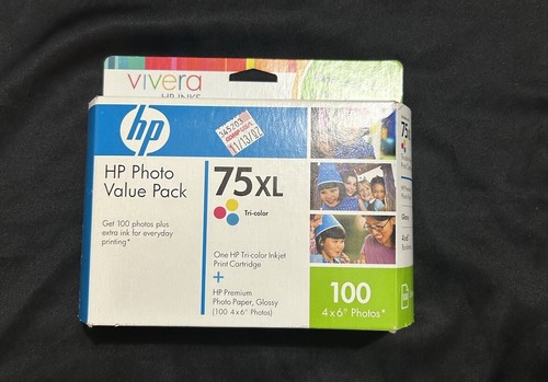 Genuine HP 75XL Tri-color Inkjet Print Cartridge & Photo Paper Photo ...