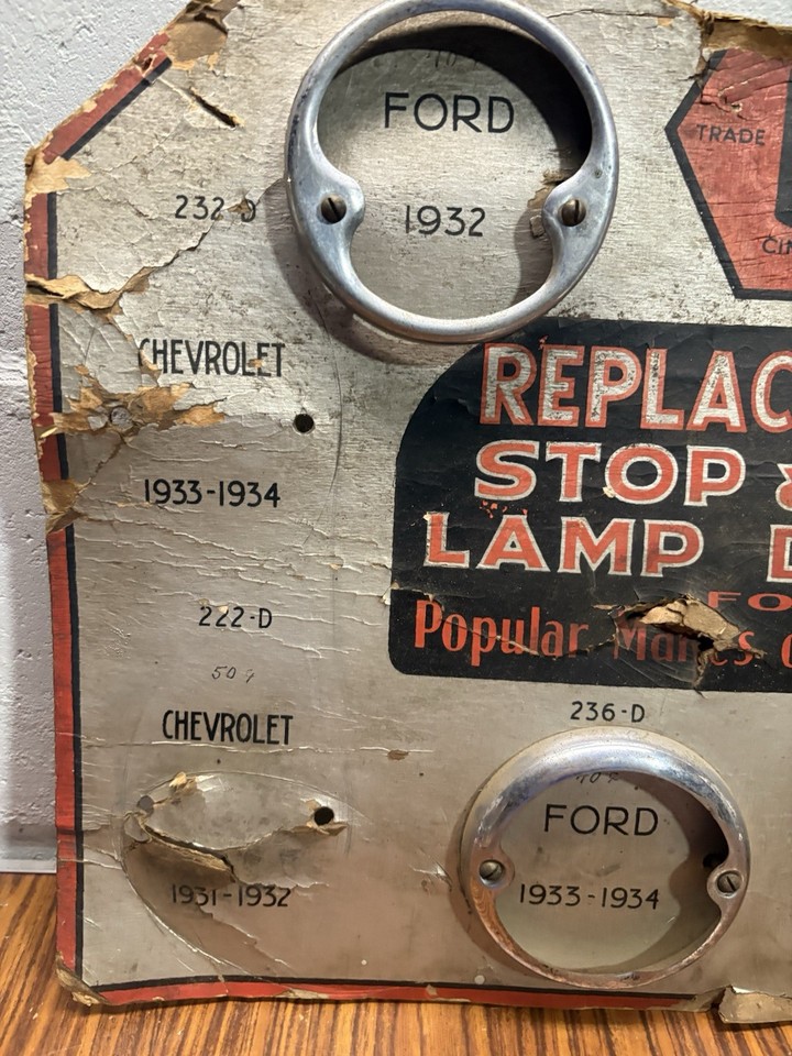 Vintage Ford Sign 1930’s Tail Light Sign Cardboard Original 1930’s ...