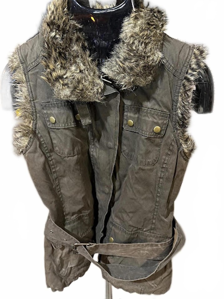 Banana Republic Faux Fur Trim Utility Vest (XS) | eBay