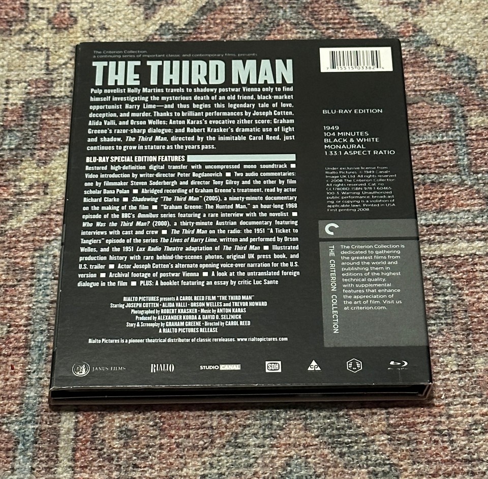 Criterion The Third Man - Blu Ray - Rare - OOP - Orson Welles | eBay