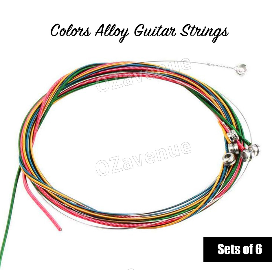 6pcs Guitar String Set of Rainbow Color Colour Strings Acoustic ...