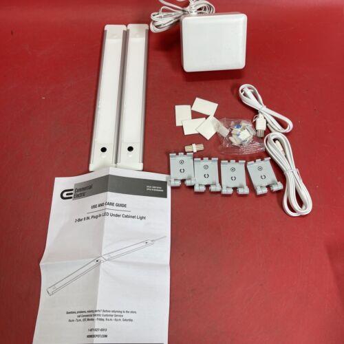 Commercial Electric 9 in. 2-Bar Plug-in LED Under Cabinet Light, Silver ...