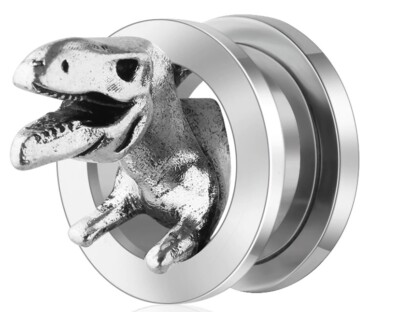 T-Rex Dinosaur Ear Plug Stretch (8mm,10mm,12mm, Individually or Pairs ...