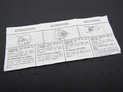 NOS VINTAGE INSTRUCTION SHIELD VITALONI STRATOS HELMET RACING BERTONE ...
