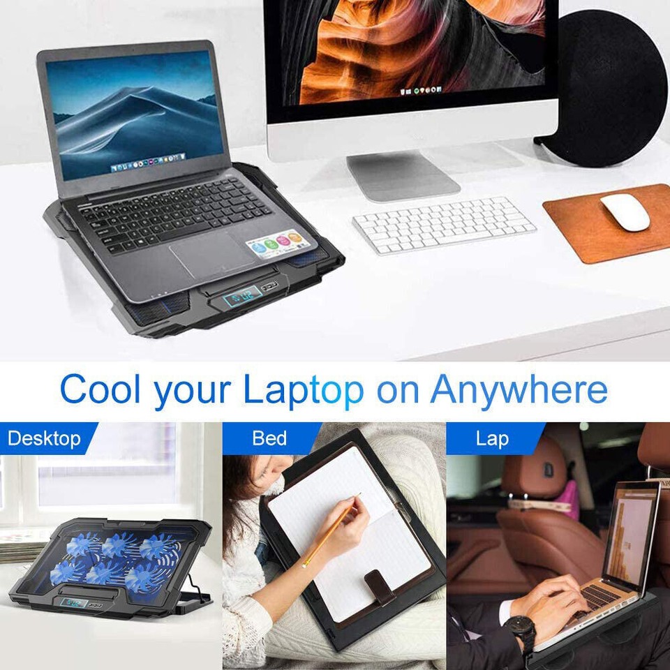 Gaming Laptop Cooling Pad with 3-6 Fans LED Laptop Cooler Stand 12-17 ...