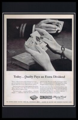 1942 Congress Playing Cards Framed 11x17 ORIGINAL Vintage Advertising ...