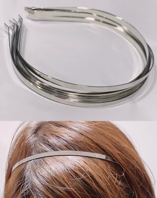 10 Plain 5mm Metal Alice Band Silver Hair Band Headband DIY UK | eBay