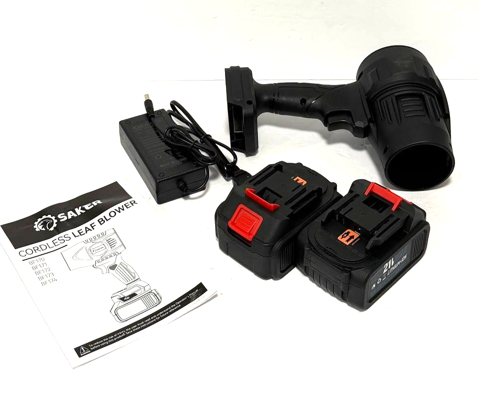 Saker Handheld Cordless Leaf Blower 21V 4.0Ah 2 x Battery, Model BF170 ...