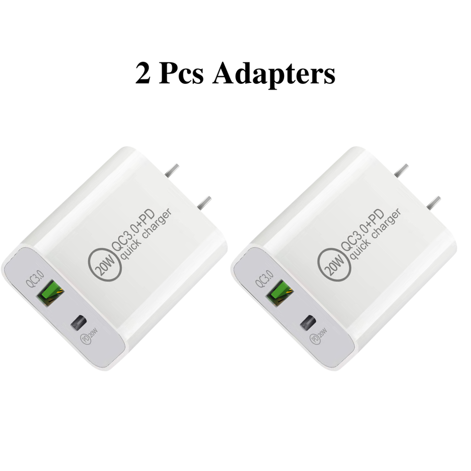 Fast Charger QC PD 20W Power Adapter Cube USB Cable For iPhone 13 12 11 ...