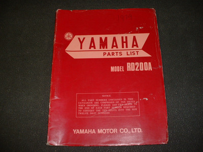 1974 Yamaha RD200A Parts List | eBay
