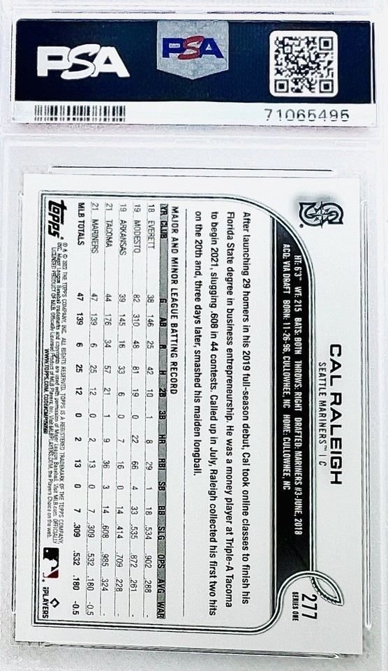 2022 Topps Cal Raleigh SP RC “Gatorade Bath” Rookie Card #277 PSA 10 💎 ...