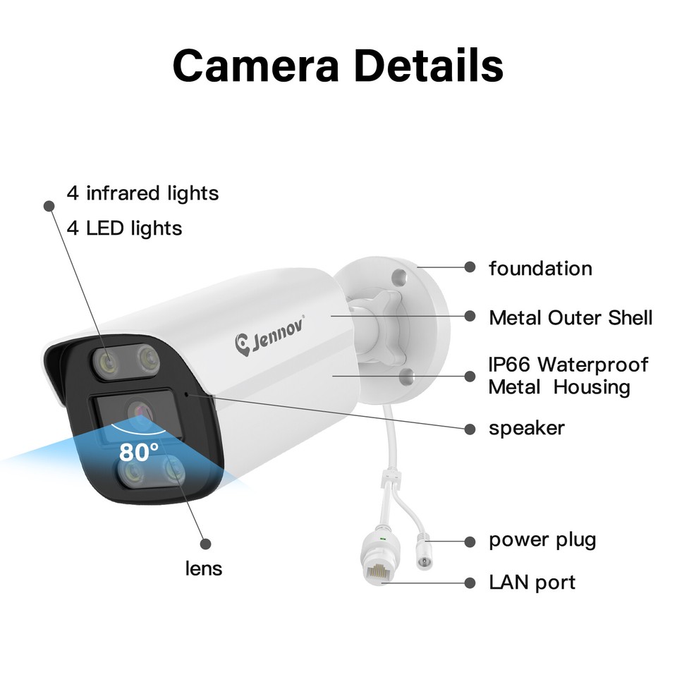4K 8MP PoE IP Camera Weatherproof CCTV Security Camera Color Night ...