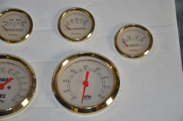 Tpi-tech 5 Gauge Set Speedo Volts Water Temp Fuel Oil Gauges Hot Rod ...
