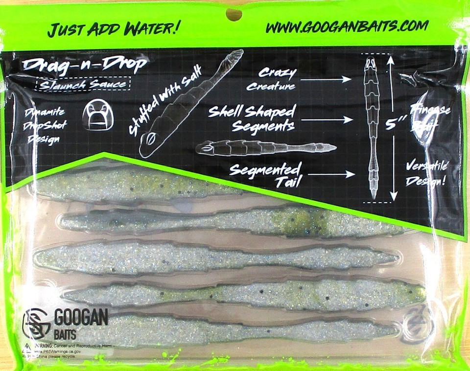 (6) Packs Googan Squad 5" Drag N Drop Worm Natural Lot #39TP Brand New ...