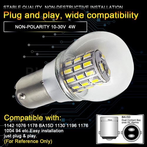 2X 5W LED 12V-24V Ba15d Double Contact Bayonet Bulb 1076 1130 1176 1142 ...