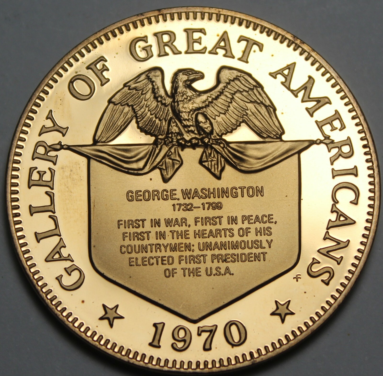 George Washington Toned Franklin Mint Bronze Proof Medallion 1970~Free ...