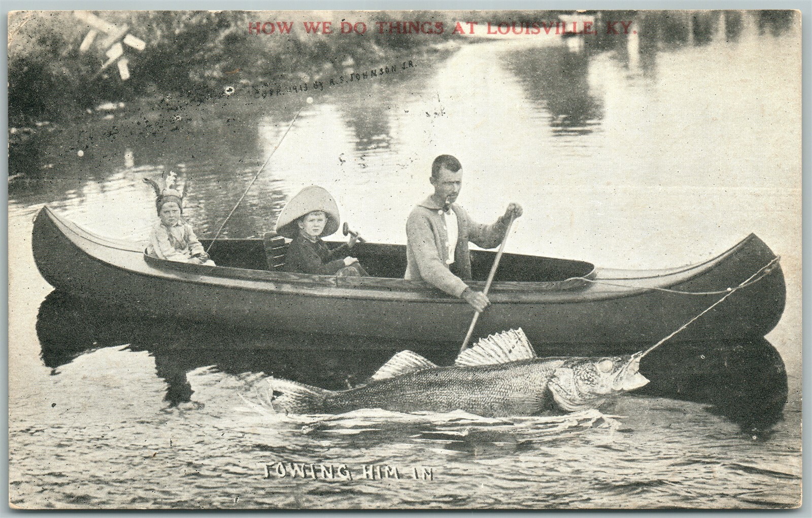 LOUISVILLE KY EXAGGERATED FISHING 1921 ANTIQUE POSTCARD | eBay