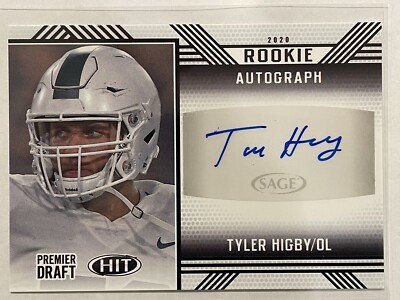 2020 Sage Hit Premier Draft Tyler Higby Rookie Auto RC #A81 Football | eBay