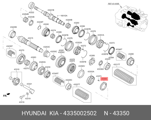 Genuine OE Pinion Assembly Gearbox 4335002502 for KIA 43350-02502 ...