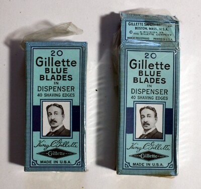 Gillette 20 Blue Blades Stainless Blades Vintage Razor Blade Dispenser ...