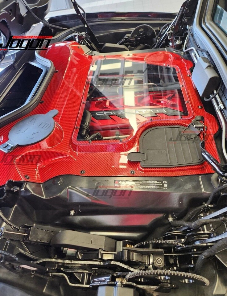 For Corvette C8 Convertible 2020-24 Clear HTC Engine Bay Cover Red ...
