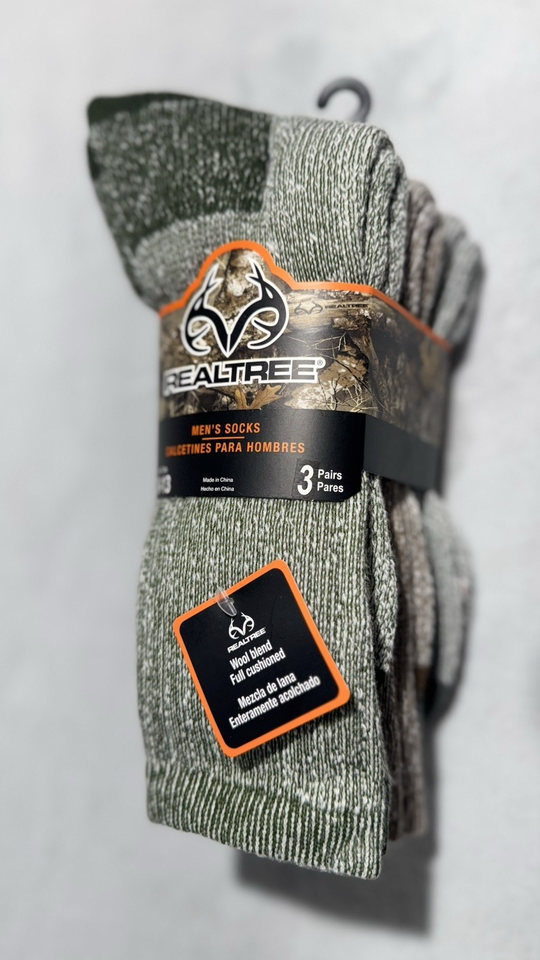 3 NEW PAIRS MENS REALTREE CREW SOCKS WARM WOOL BLEND SOCKS 10-13 | eBay