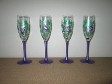 8pcs Vintage Hand Painted Smithereens Glass Signed Vikki Wine Goblets ...