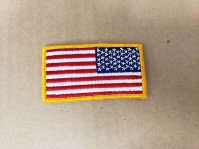 US American Flag Reverse Shoulder Patch Orange Border. MADE IN USA 3 1/ ...