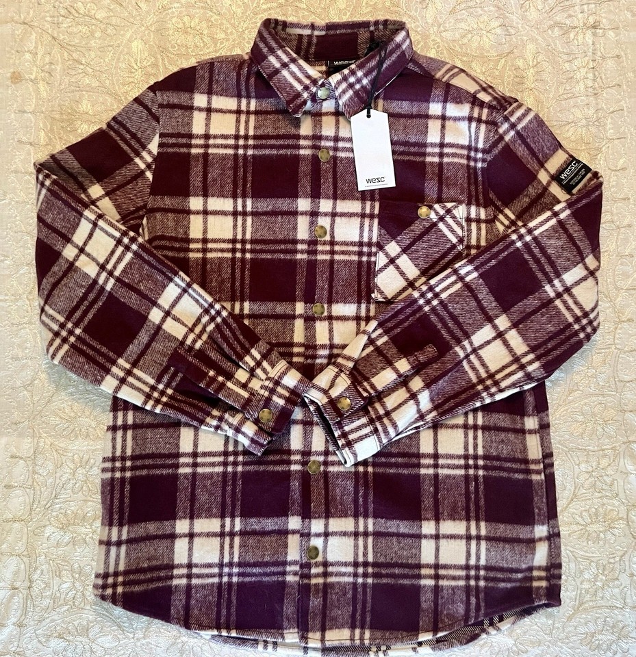 We Are The Superlative Conspiracy Wesc Shacket Purple Cream Plaid ...
