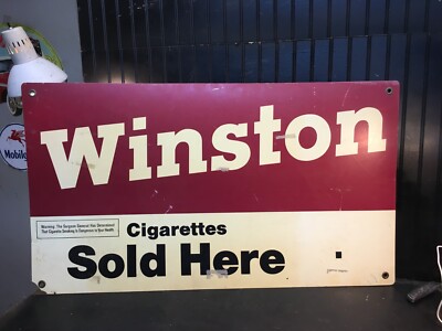 Vintage Winston Cigarette Sold Here Plastic Sign 23in x 41in single ...