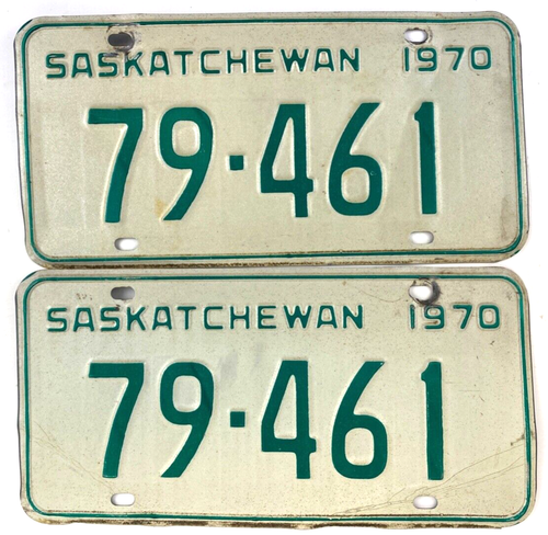 Vintage 1970 Saskatchewan Canada Auto License Plate Set Man Cave ...